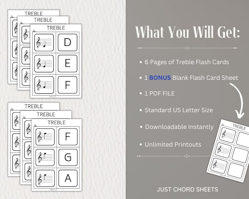 Treble Clef Flash Cards for Beginner Musicians Who Want to Learn Music ...