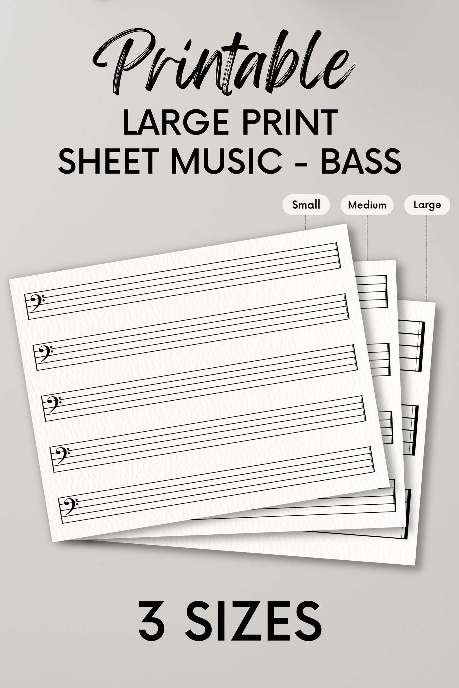 Printable Large Print Blank Sheet Music Bass Clef Manuscript Paper ...