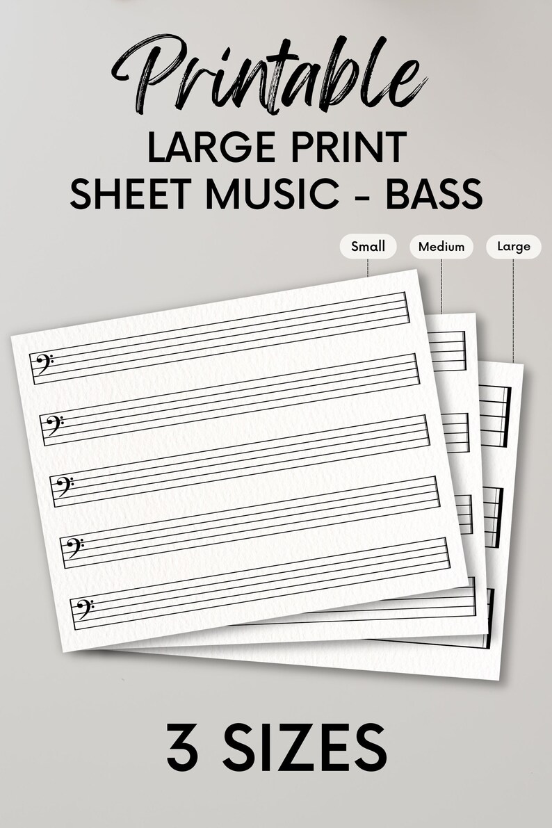 Printable Large Print Blank Sheet Music Bass Clef Manuscript Paper ...