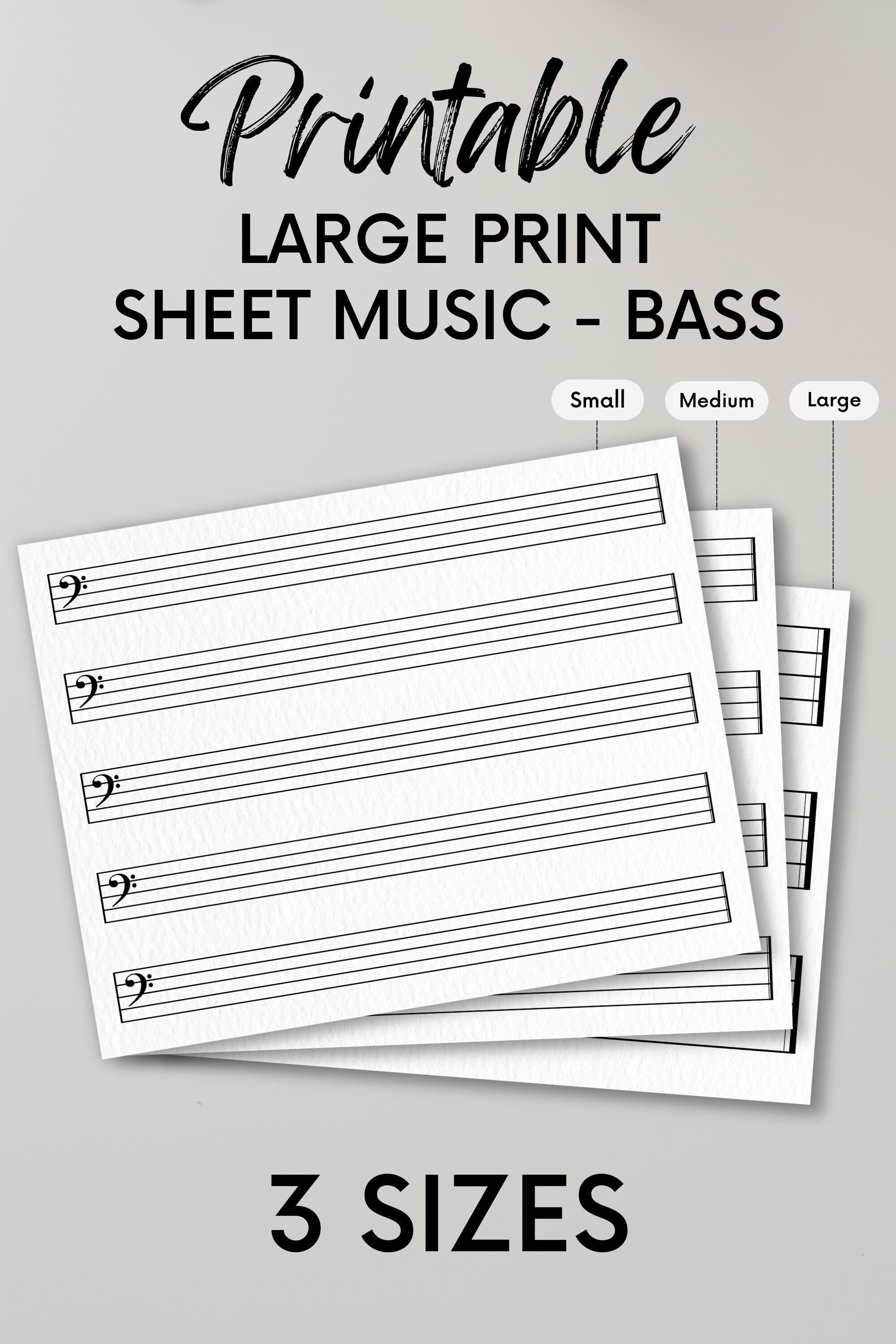 Printable Large Print Blank Sheet Music Bass Clef Manuscript Paper ...