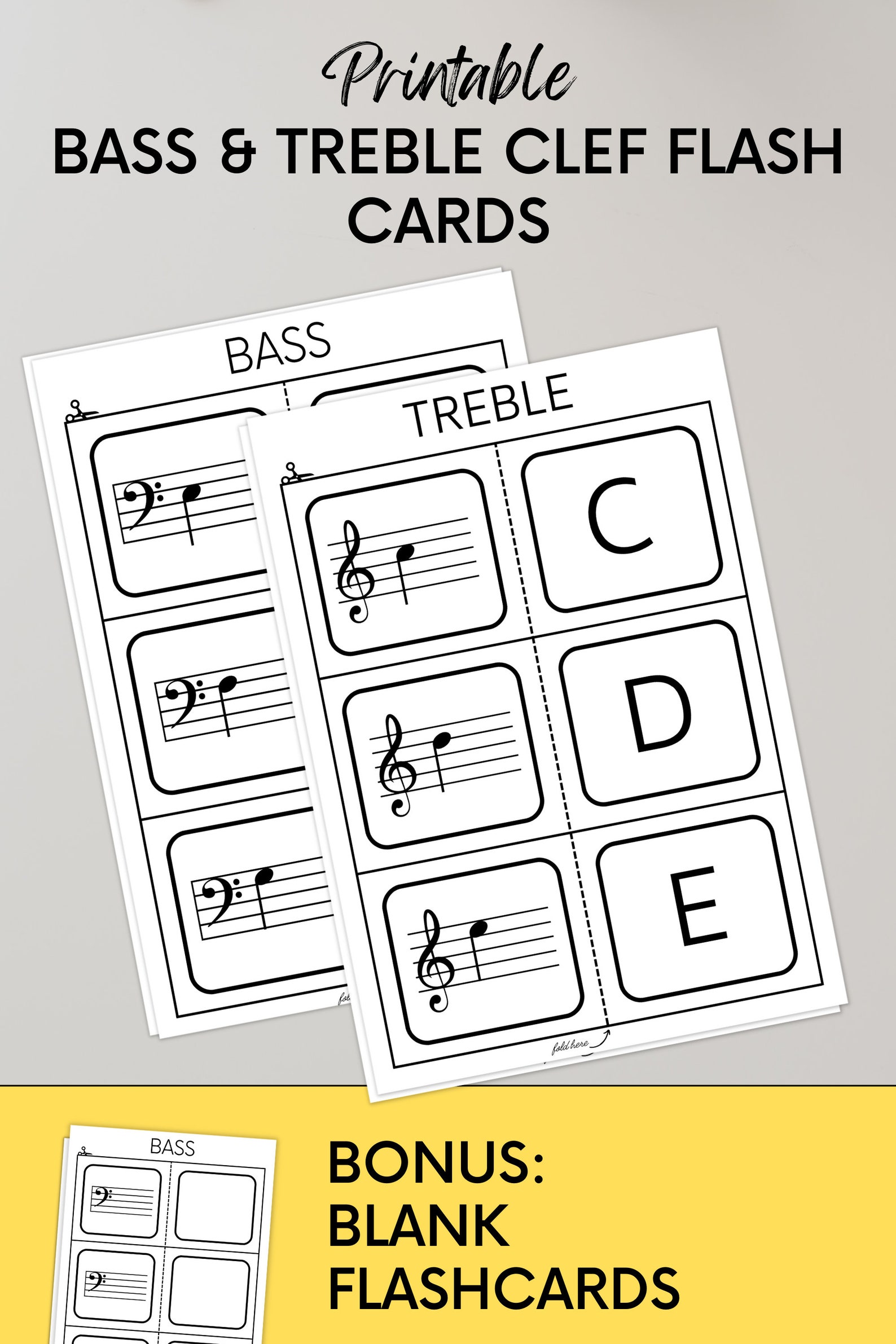 Printable Music Note Flashcard BUNDLE for Music Students Learning to ...