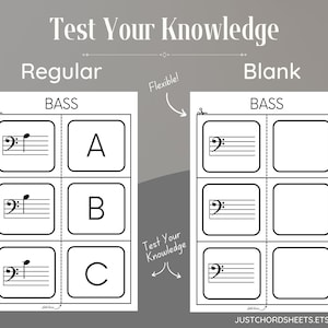 Bass Clef Flashcards for Beginner Musicians Who Want to Learn Music ...