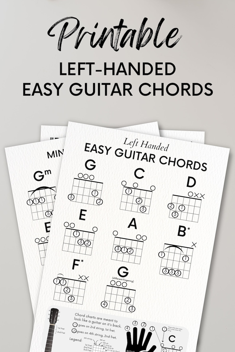 Left-handed Guitar Chord Charts for Beginners (printable PDF) - Etsy