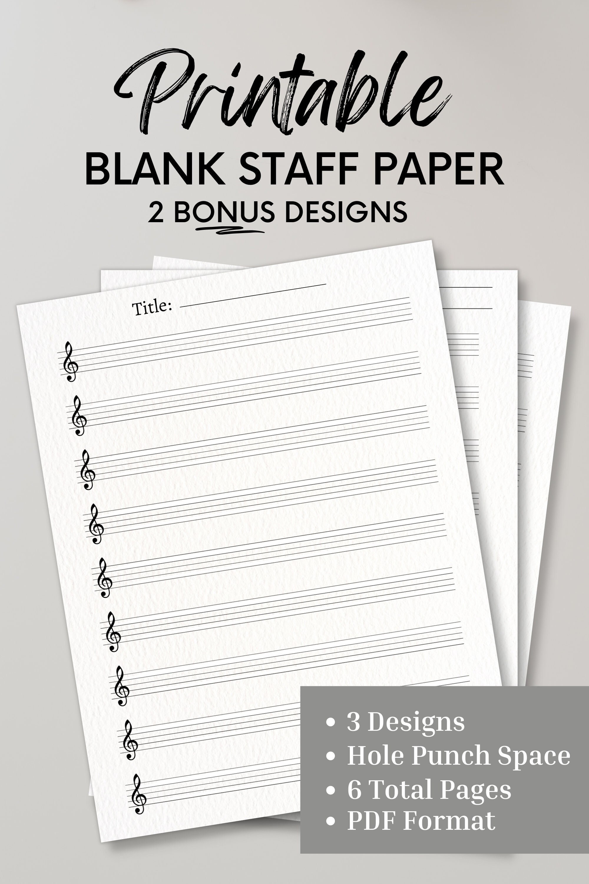 Printable Blank Sheet Music Treble Clef Notation Sheets Staff - Etsy