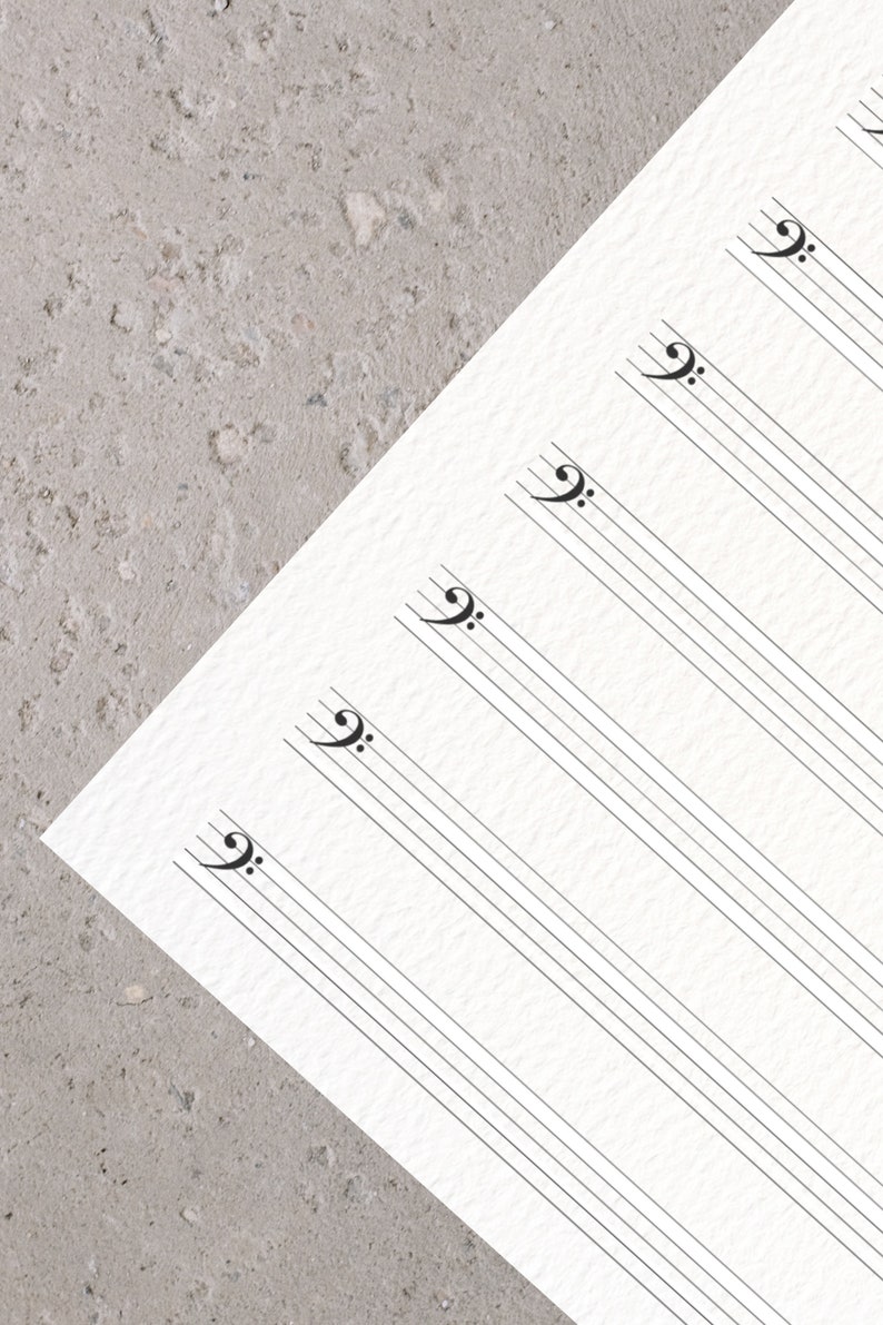 Printable Blank Bass Clef Sheet Music Notation Sheets Staff Stave Print ...
