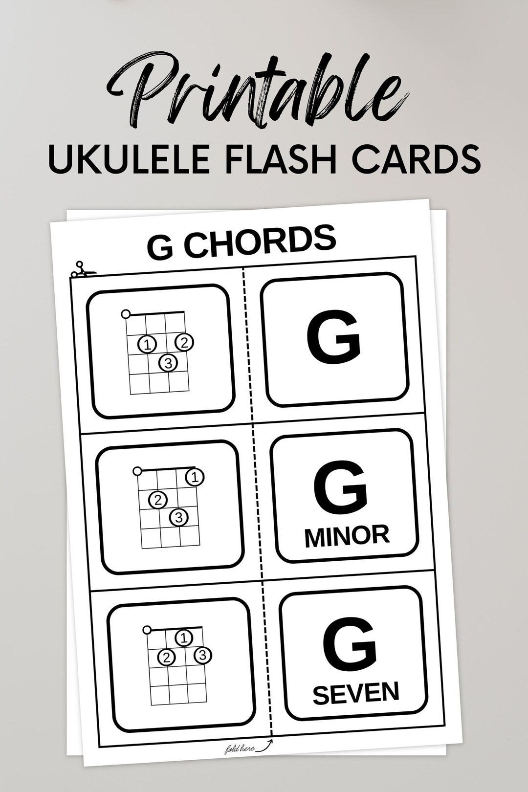 Ukulele Chord Flash Cards for Beginners With Bonus Chord Sheet ...