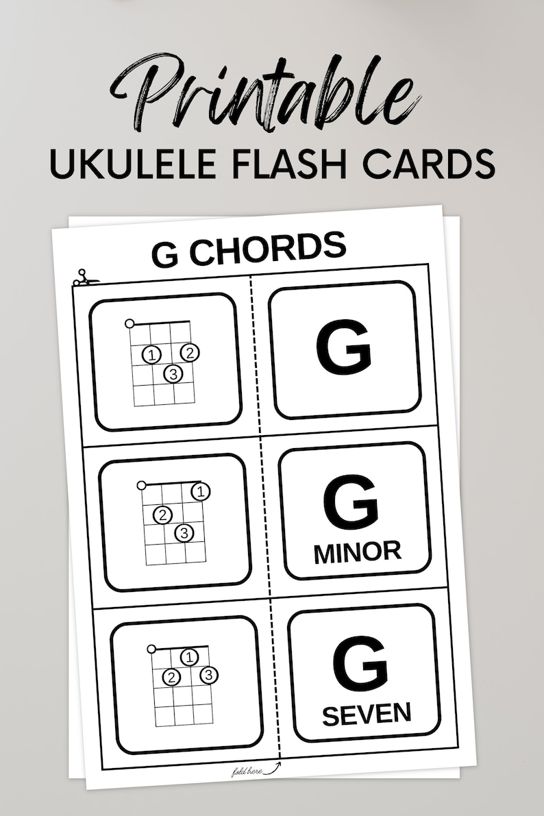 Ukulele Chord Flash Cards for Beginners: Printable Chord Sheet (PDF) - Etsy
