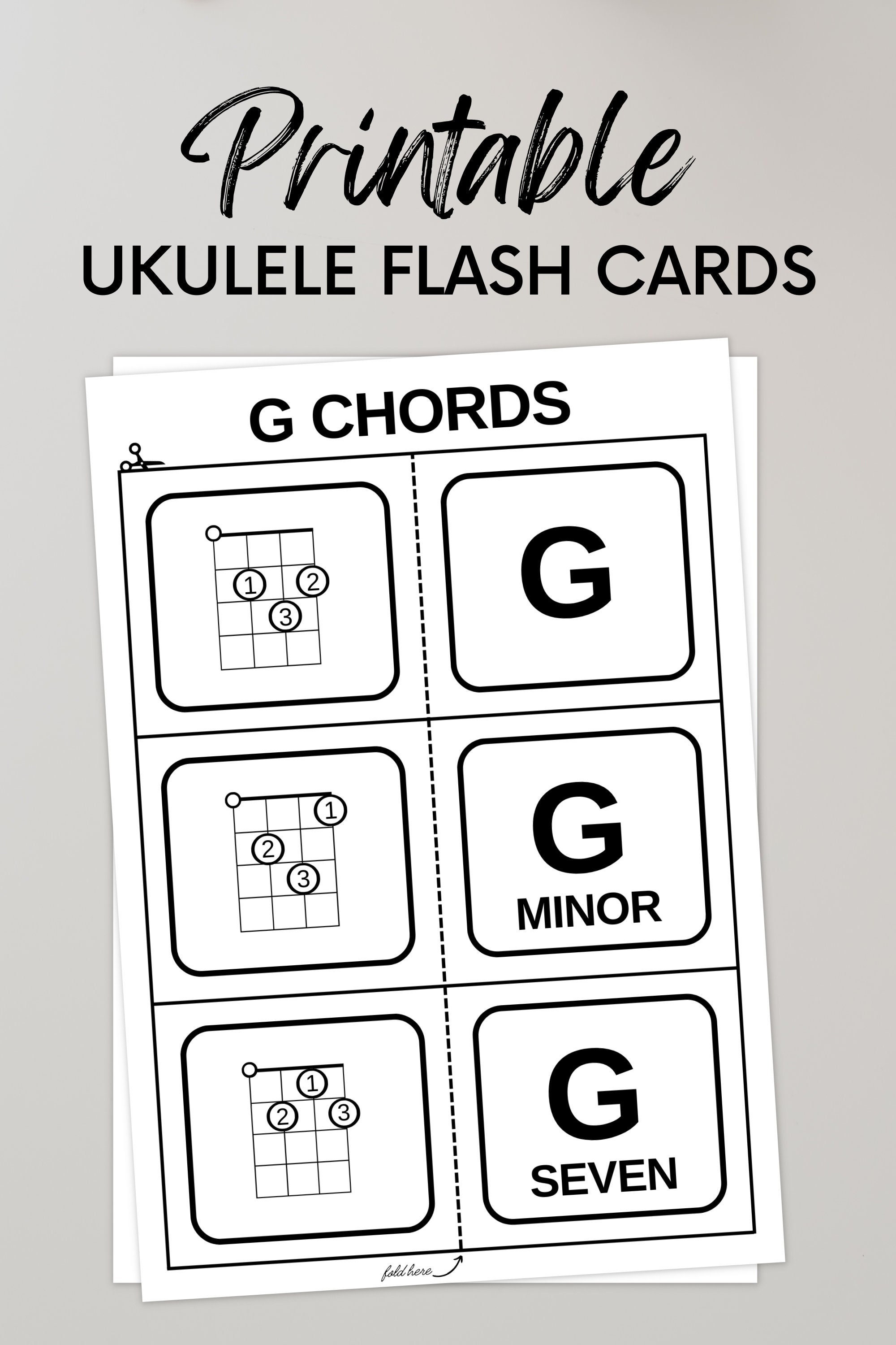 Ukulele Chord Flash Cards for Beginners: Printable Chord Sheet (PDF) - Etsy