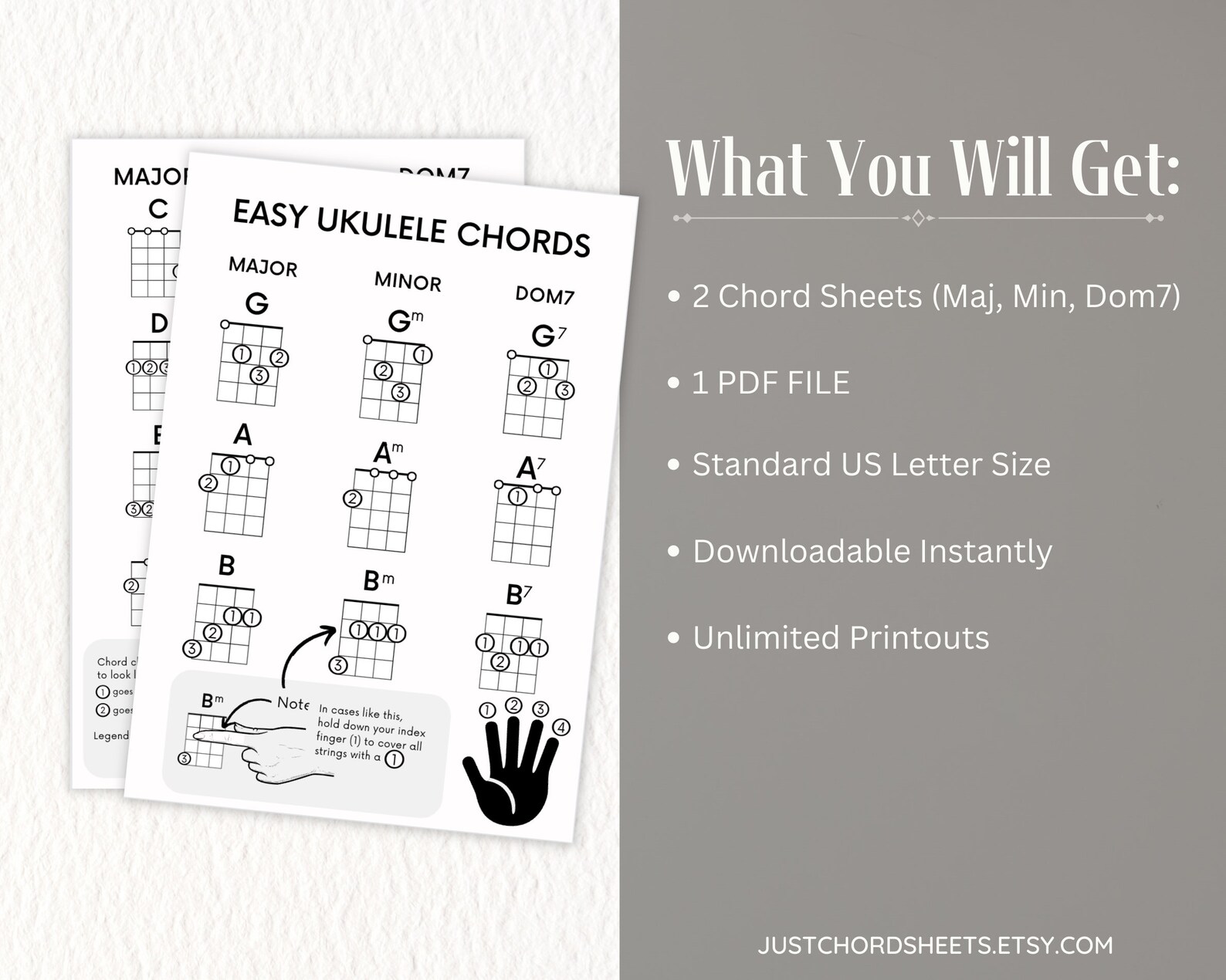 Ukulele Chord Charts for Beginners Printable at Home on Standard U.S ...