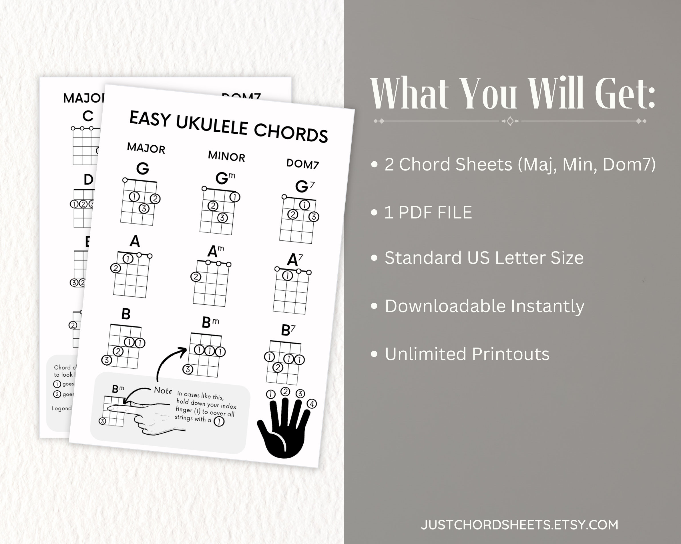 Ukulele Chord Charts for Beginners Printable at Home on Standard U.S ...