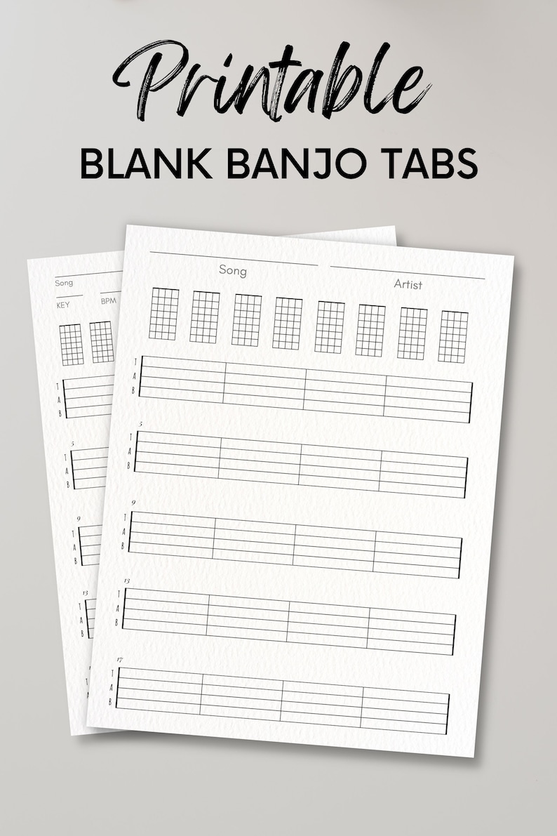Blank Banjo Tabs Plus Chord Charts for Beginners Bluegrass Printable at ...
