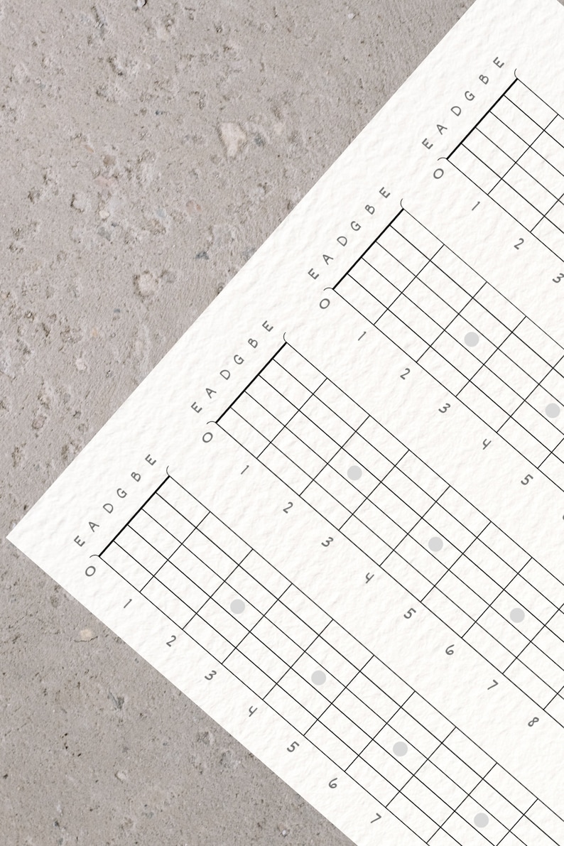 Printable Blank Guitar Fretboard Chart Neck Diagram Teacher Student ...