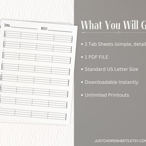 Blank Mandolin Tablature Sheets: Printable Music Paper (PDF) - Etsy