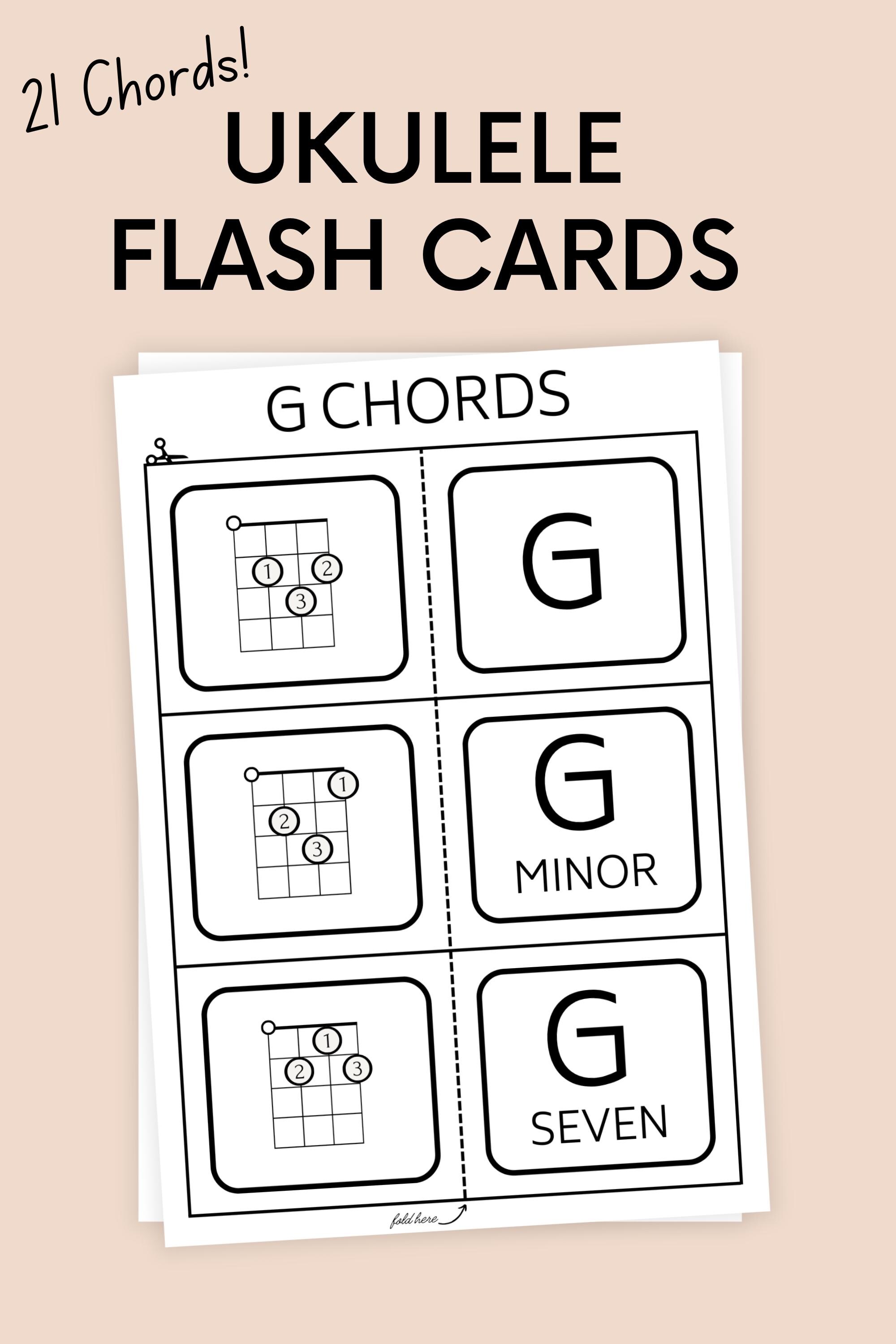 Ukulele Chord Flash Cards for Beginners: Printable Chord Sheet (PDF ...