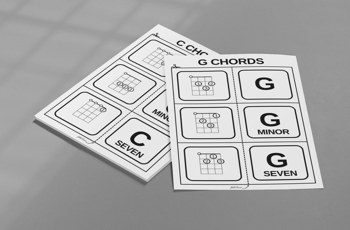 Ukulele Chord Flash Cards for Beginners: Printable Chord Sheet (PDF) - Etsy