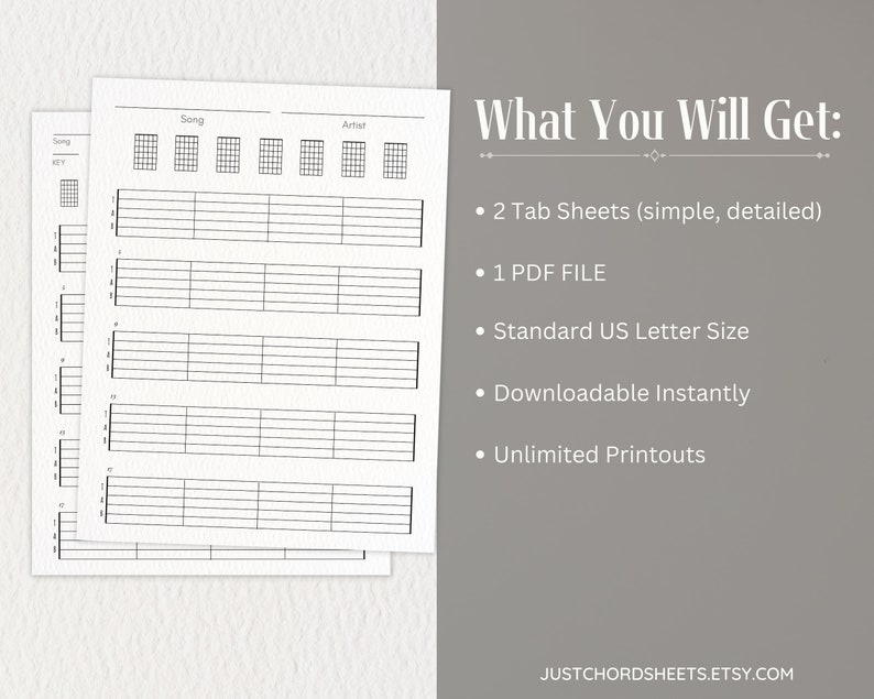 Blank Guitar Tabs Plus Chord Charts for Beginners Printable at Home on ...