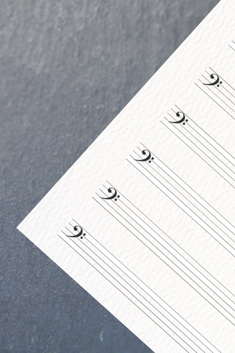 Blank Bass Clef Notation Sheets Music Printable PDF Instant Download ...