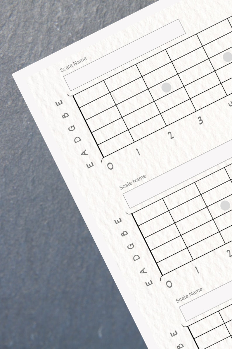 Printable Blank Guitar Fretboard Chart Neck Diagram Teacher Student ...