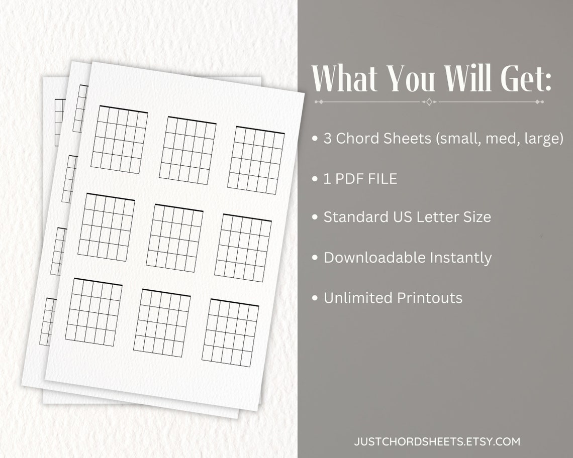 Blank Guitar Chord Charts for Beginners Printable at Home on - Etsy