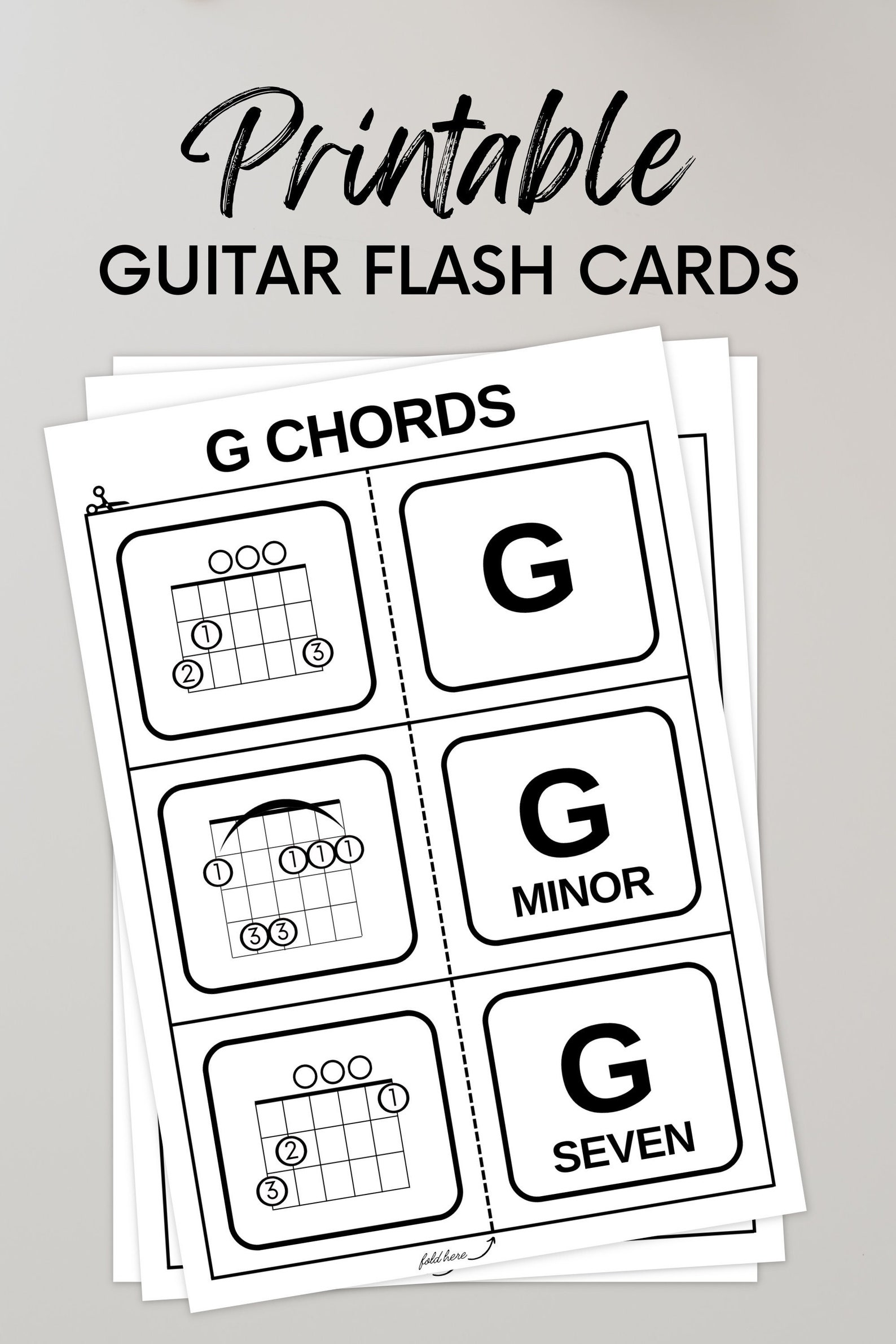 Guitar Chord Flash Cards for Beginners: Printable Teacher Resource (PDF ...