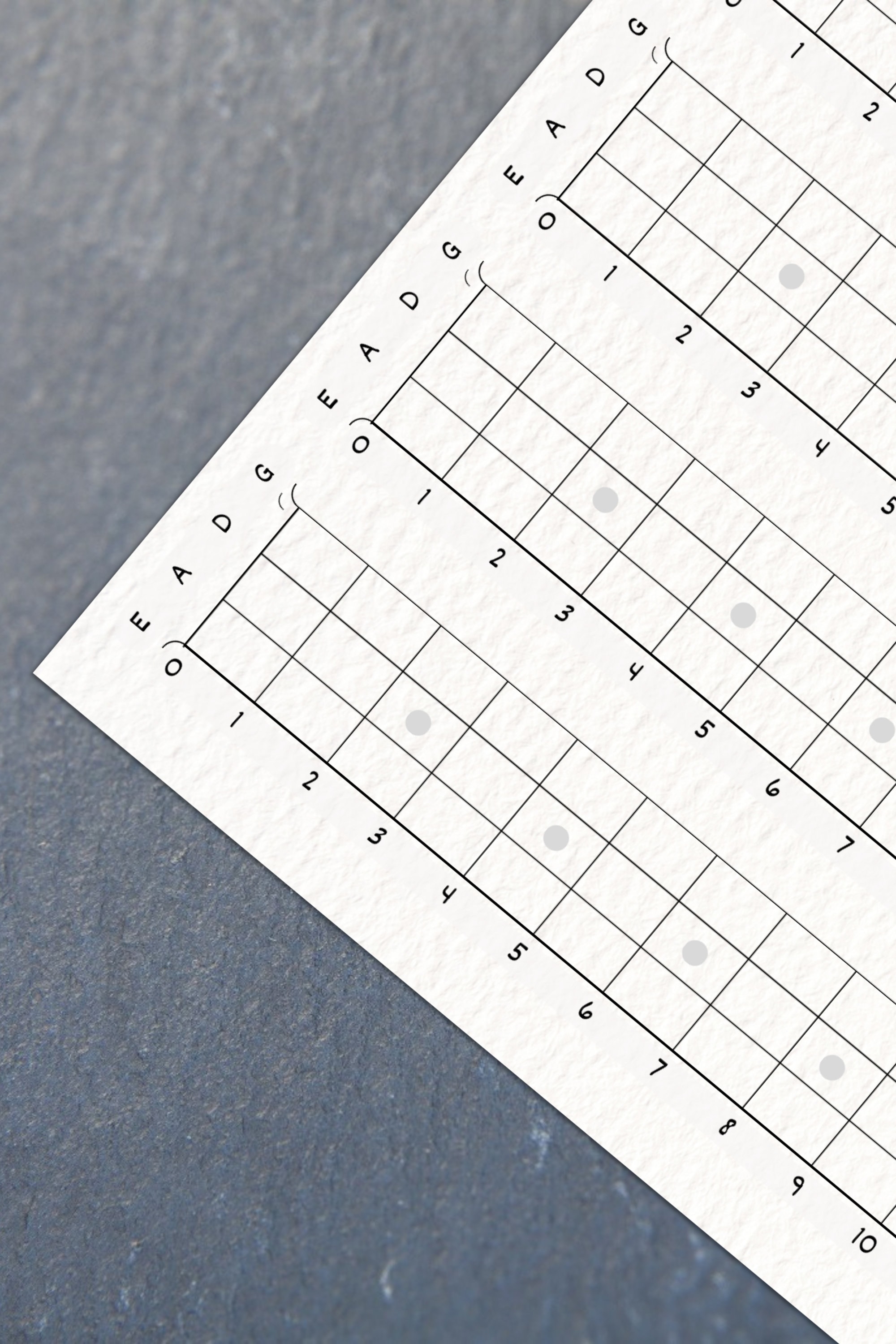 Printable Blank Bass Guitar Fretboard Chart Neck Diagram Teacher ...