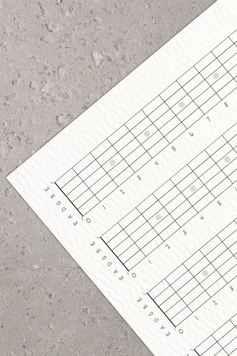 Printable Blank Guitar Fretboard Chart Neck Diagram Teacher Student ...