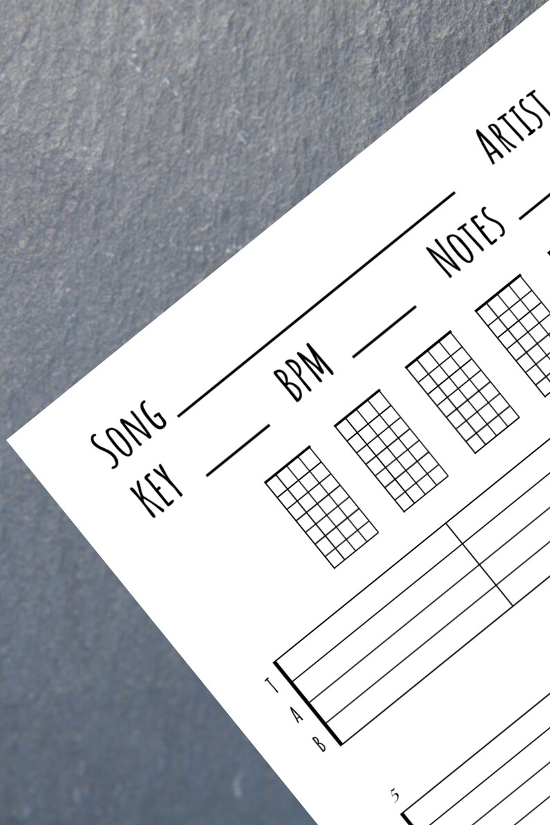 Blank Banjo Tabs BONUS Chord Charts for Beginners Bluegrass Printable ...