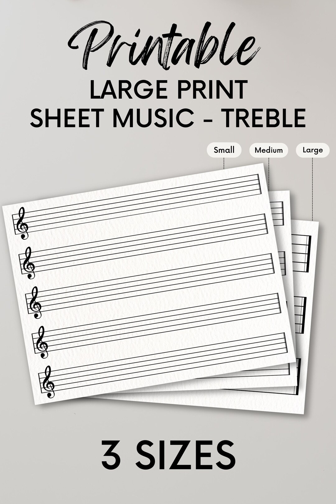 Printable Large Print Blank Sheet Music Treble Clef Manuscript Paper ...