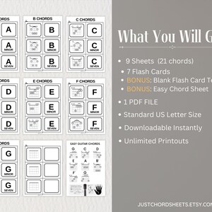 Guitar Chord Flash Cards for Beginners: Printable Teacher Resource (PDF ...