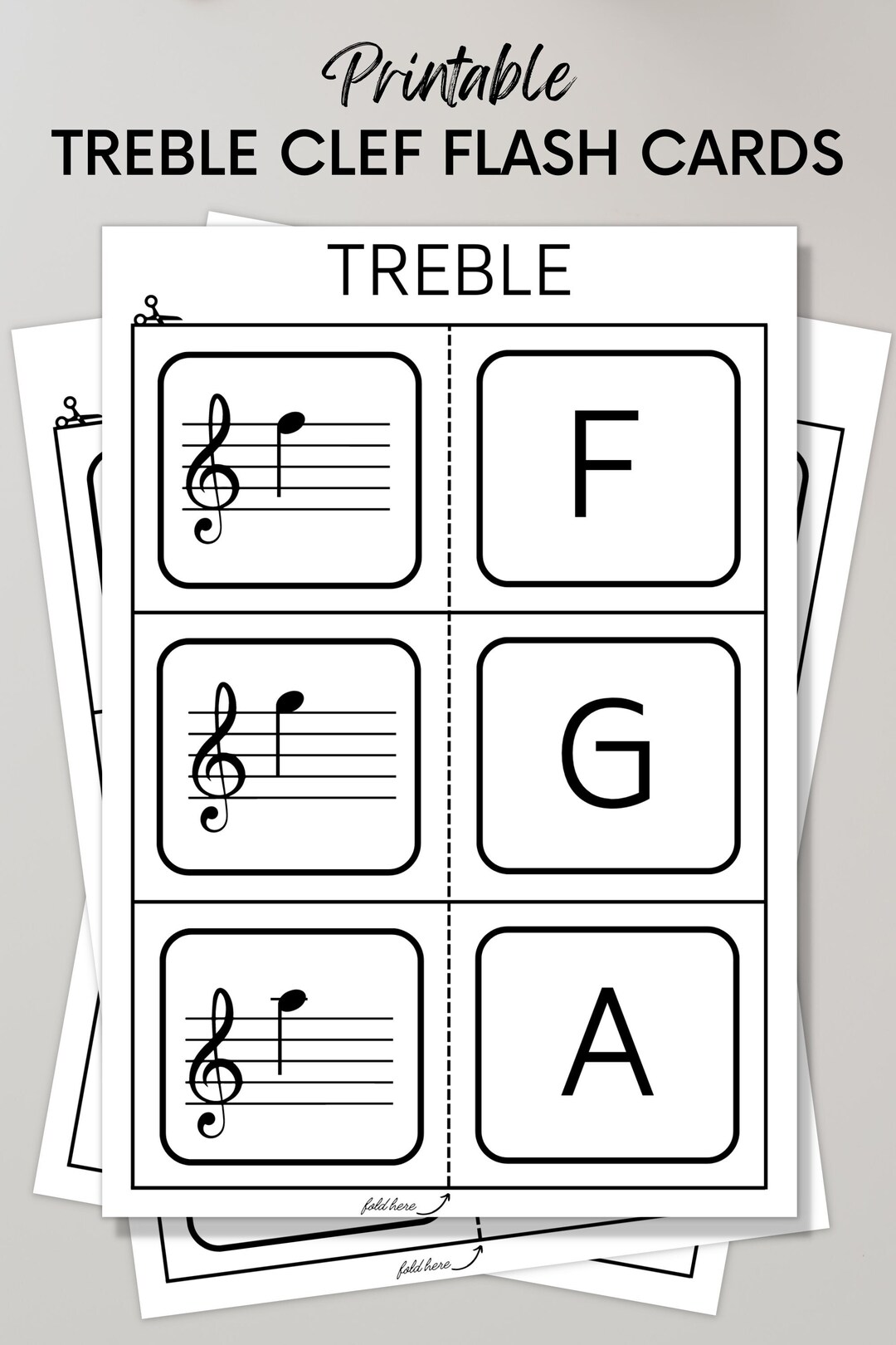 Treble Clef Flash Cards for Beginner Musicians Who Want to Learn Music ...
