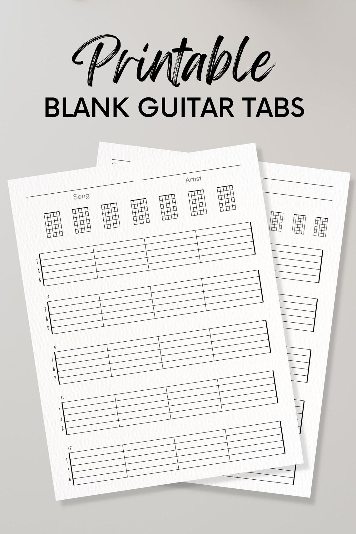 Guitar Tabs and Chord Charts for Beginners (printable PDF) - Etsy