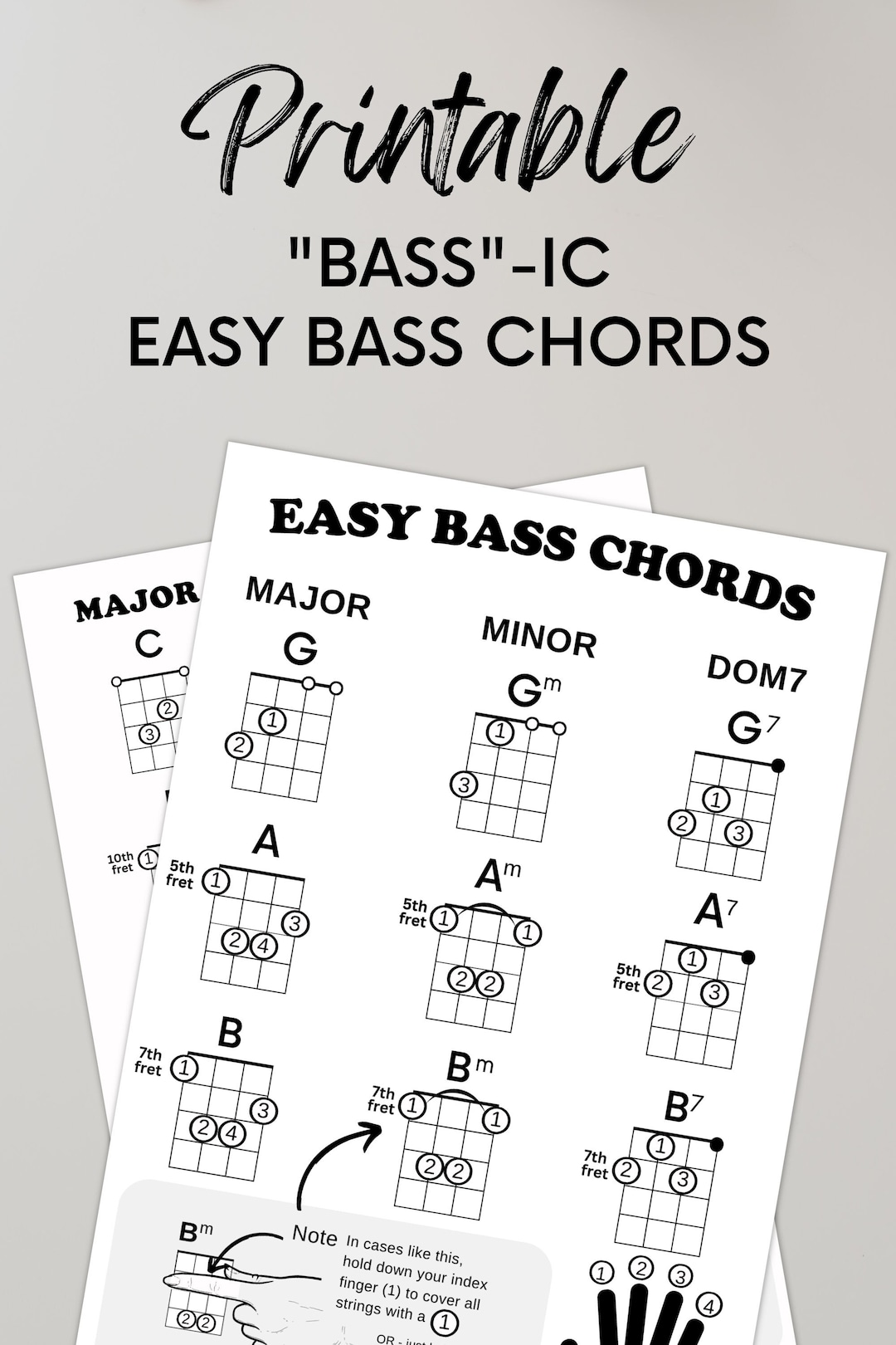 Bass Chord Chart for Beginners Printable at Home for Bass Student Play ...