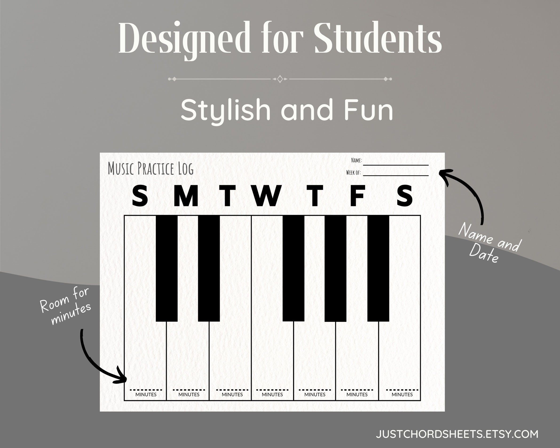 Piano Practice Chart Printable Music Education Log Habit Tracker ...