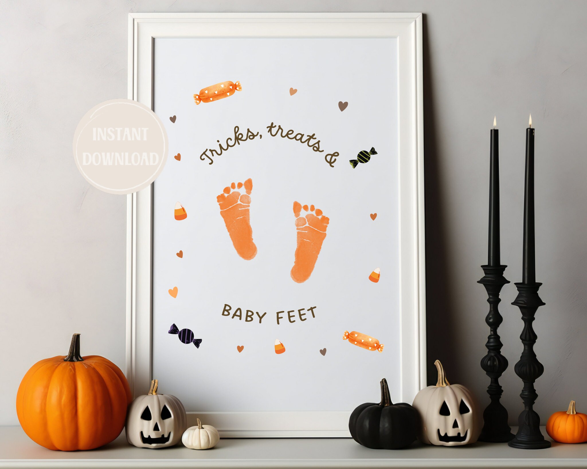 Tricks Treats Baby Feet Footprint Craft Unique DIY Printable - Etsy
