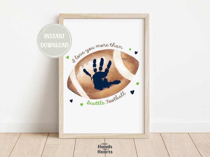 Seattle Football Handprint Art Printable DIY Instant Download Fathers ...