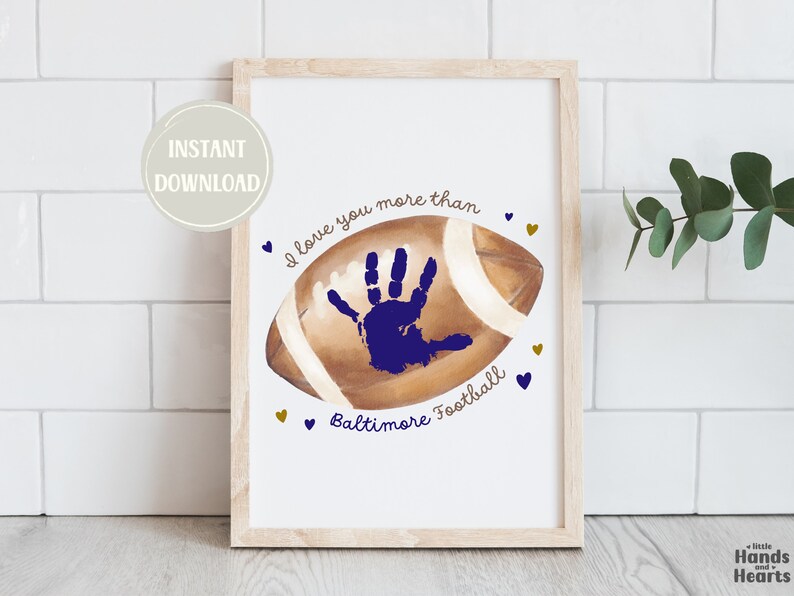 Baltimore Football Handprint Art Printable DIY Instant Download Fathers ...