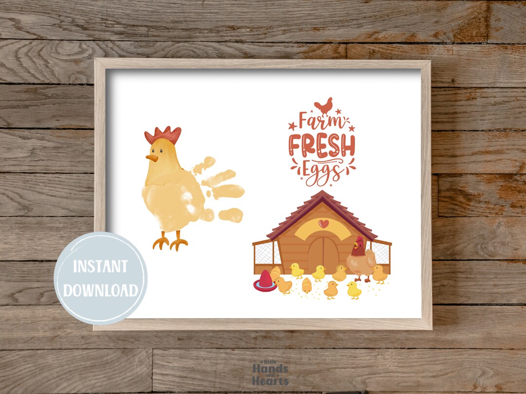 Chicken Handprint Art – Farm Fresh Eggs Keepsake (DIY Printable) - Etsy