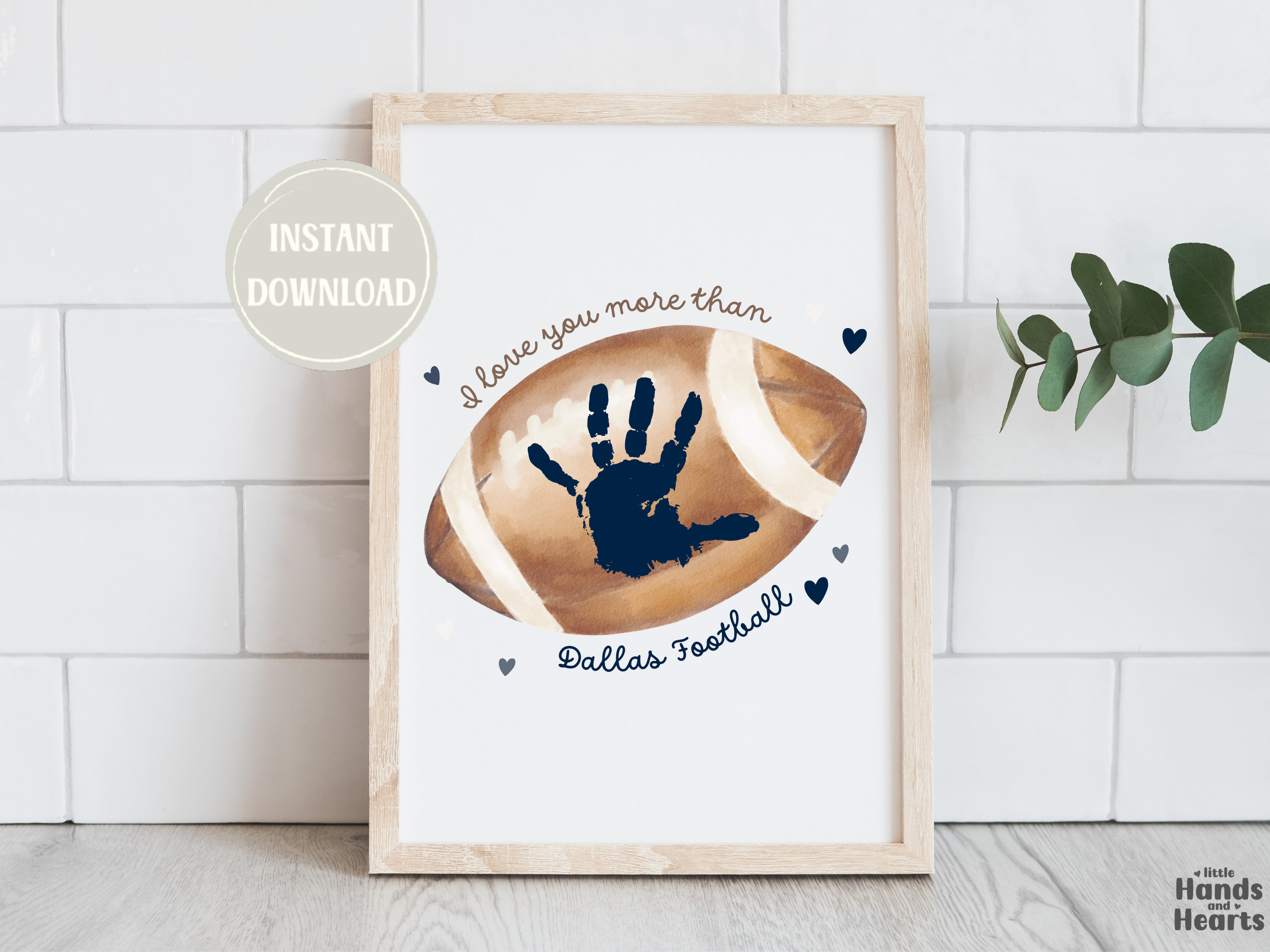 Dallas Football Handprint Art Printable Diy Instant Download Fathers ...