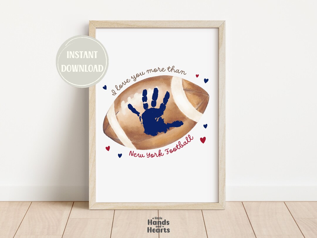 New York Football Handprint Art Printable Diy Instant Download Fathers ...