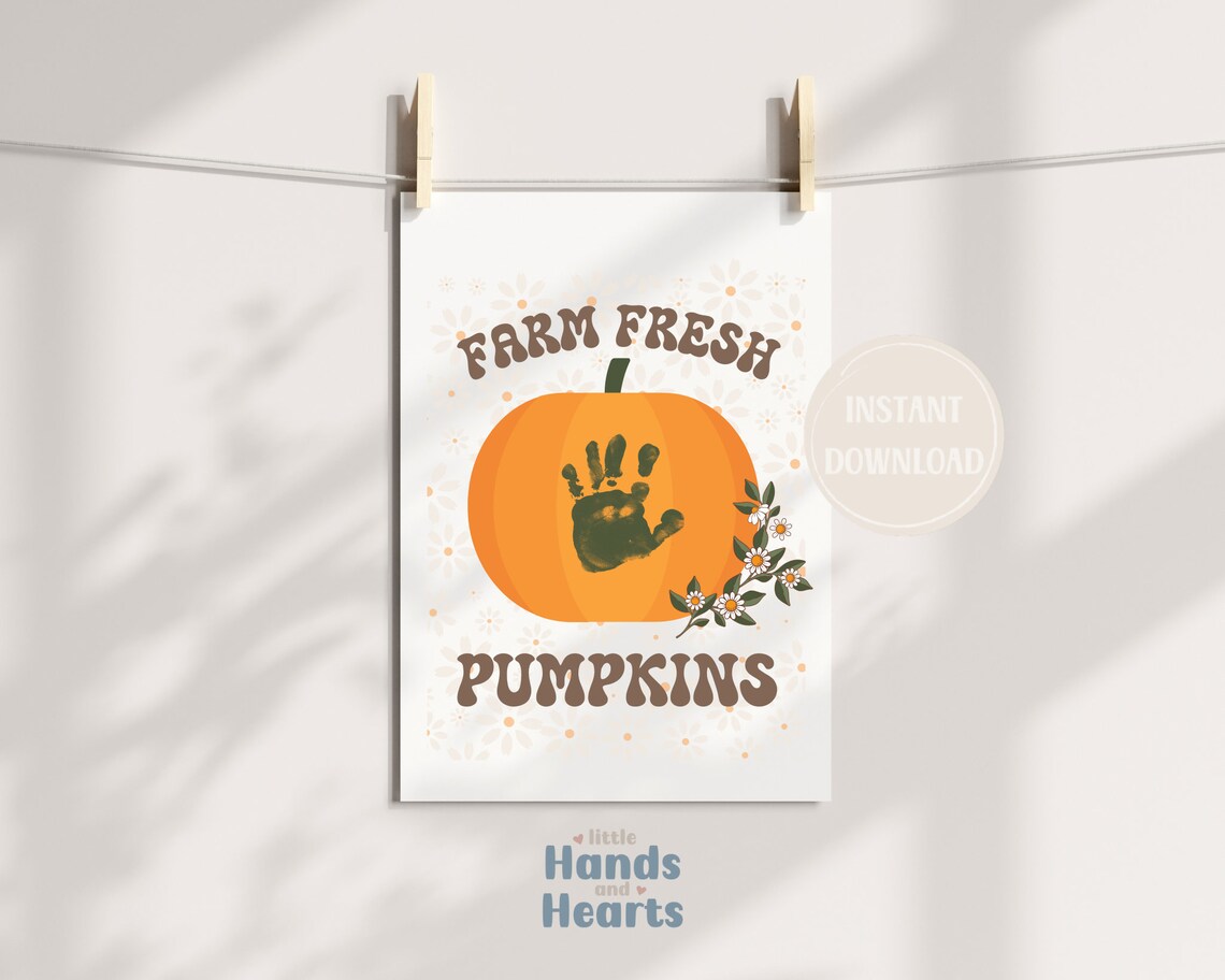 Farm Fresh Pumpkins Handprint Craft Unique Autumn Gift - Etsy