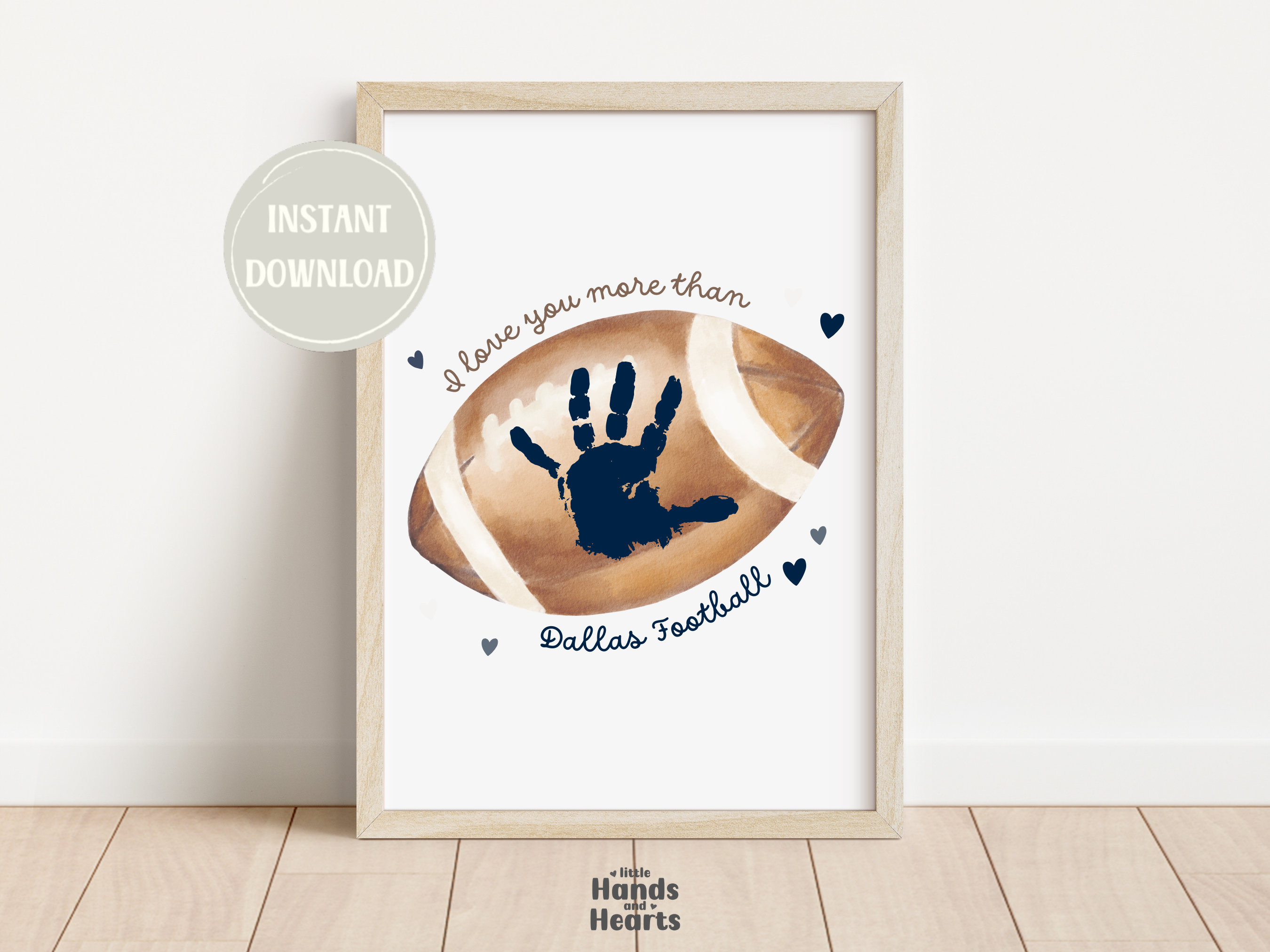 Dallas Football Handprint Art Printable Diy Instant Download Fathers ...