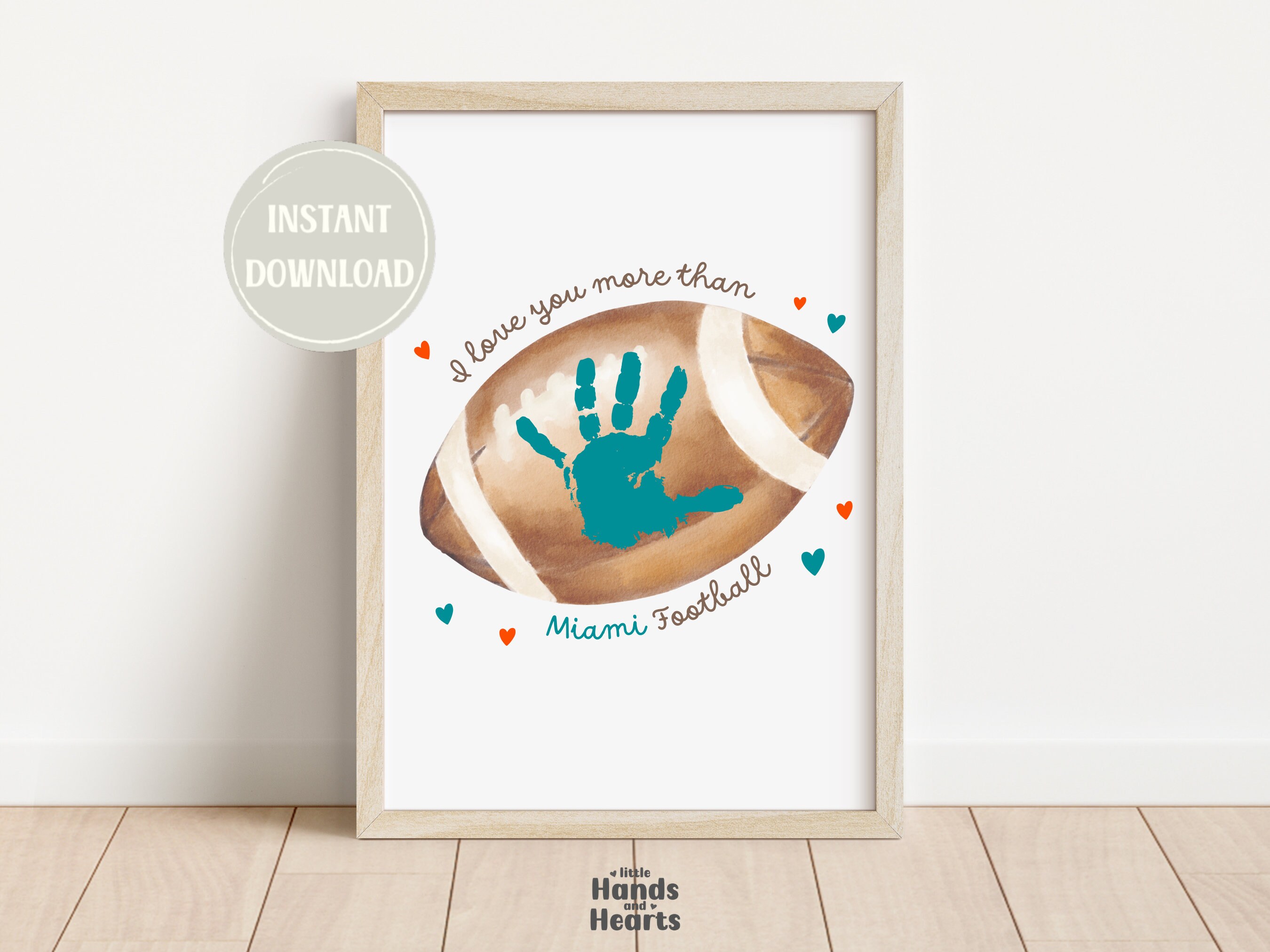 Miami Football Handprint Art Printable DIY Instant Download - Etsy