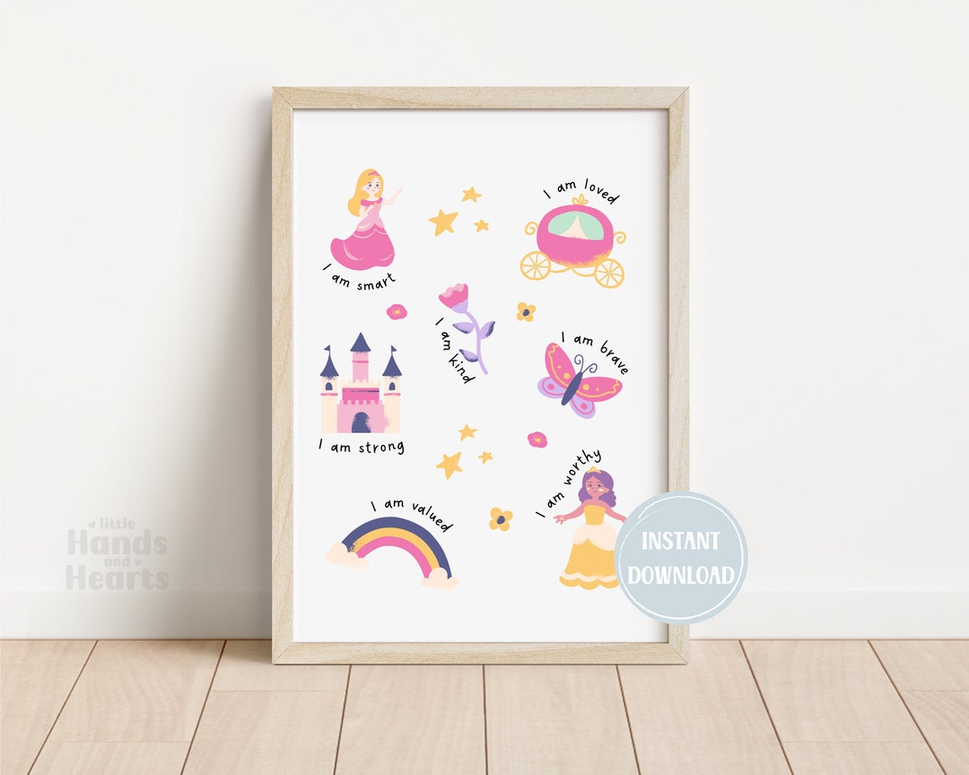 Princess Affirmations for Kids Affirmations Wall Art Princess ...