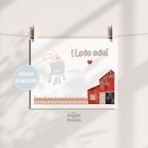 I Love Ewe - Sheep Handprint Craft Personalized DIY Keepsake Art for ...
