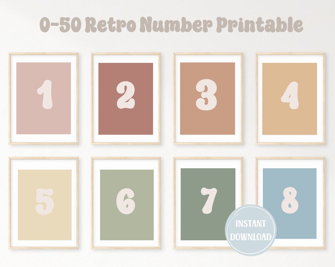 Retro Classroom Printable Retro Numbers Printable Groovy - Etsy