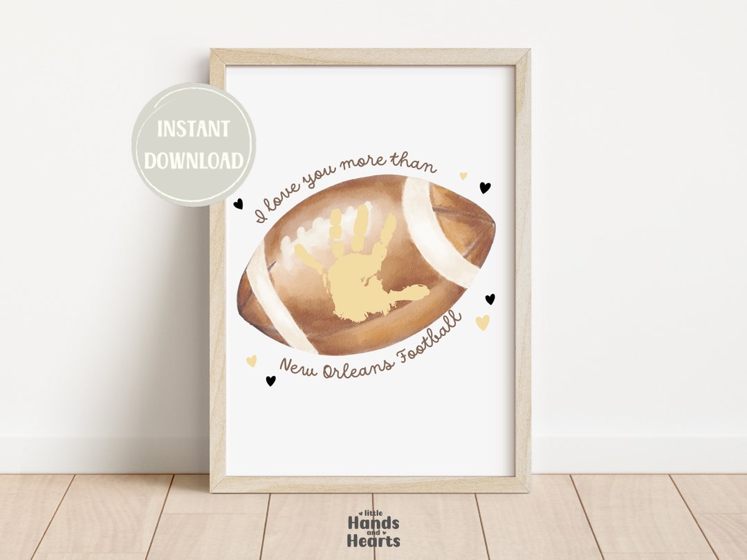 New Orleans Football Handprint Art, Sentimental Gift for Dad (digital ...