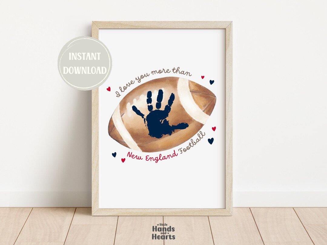 New England Football Handprint Art Printable DIY Instant Download ...