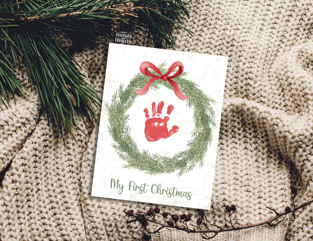 Vintage My First Christmas Wreath Handprint Art Handprint Craft DIY ...
