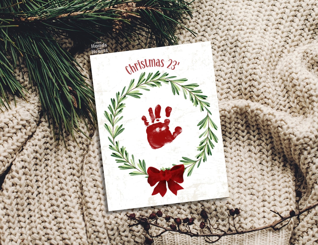 Christmas 2023 Wreath Handprint Art Handprint Craft DIY Gift Keepsake ...