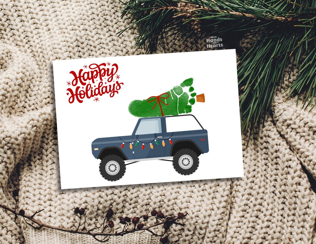 Bronco Christmas Tree Footprint Art - DIY Holiday Craft (digital ...